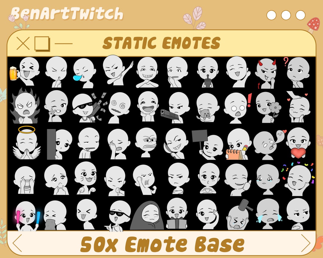 50x Diy Custom Emote Base Twitch Emotes Pack Chibi Base Draw Your Own Emotes Meme Emote