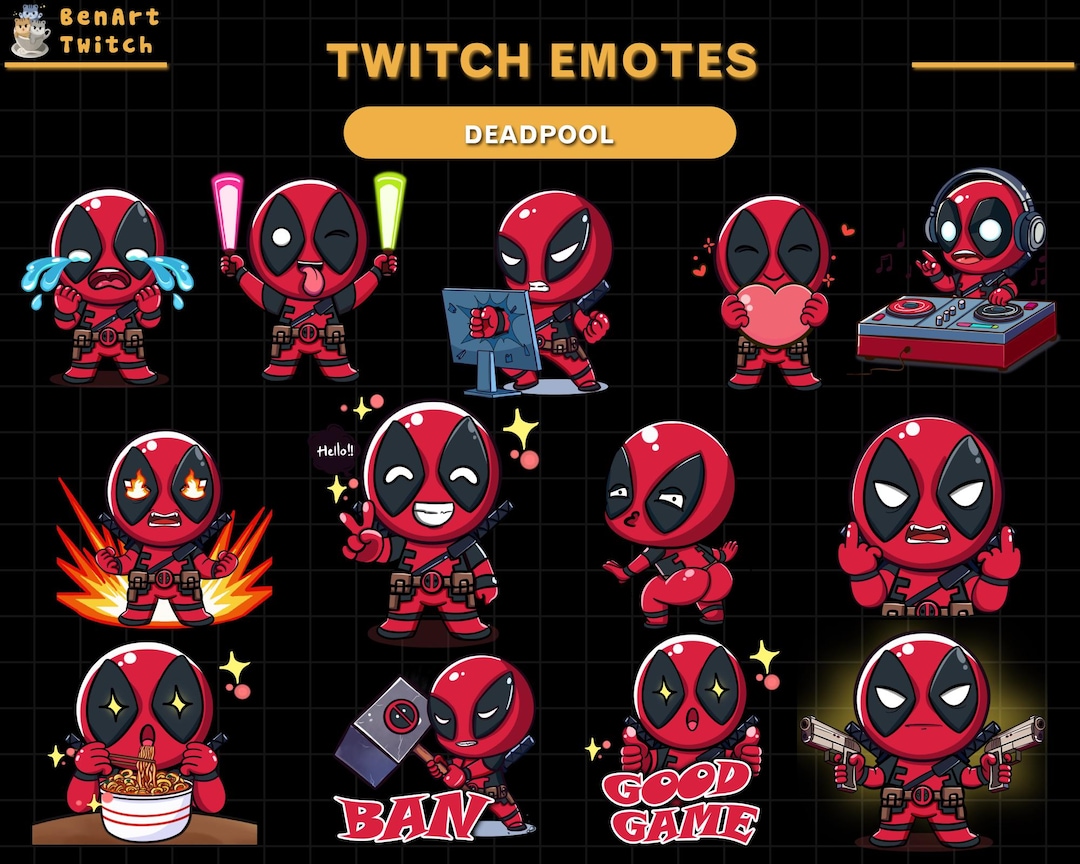 13x Deadpool Twitch Emotes, Funny Static Emotes for Twitch, Youtube ...