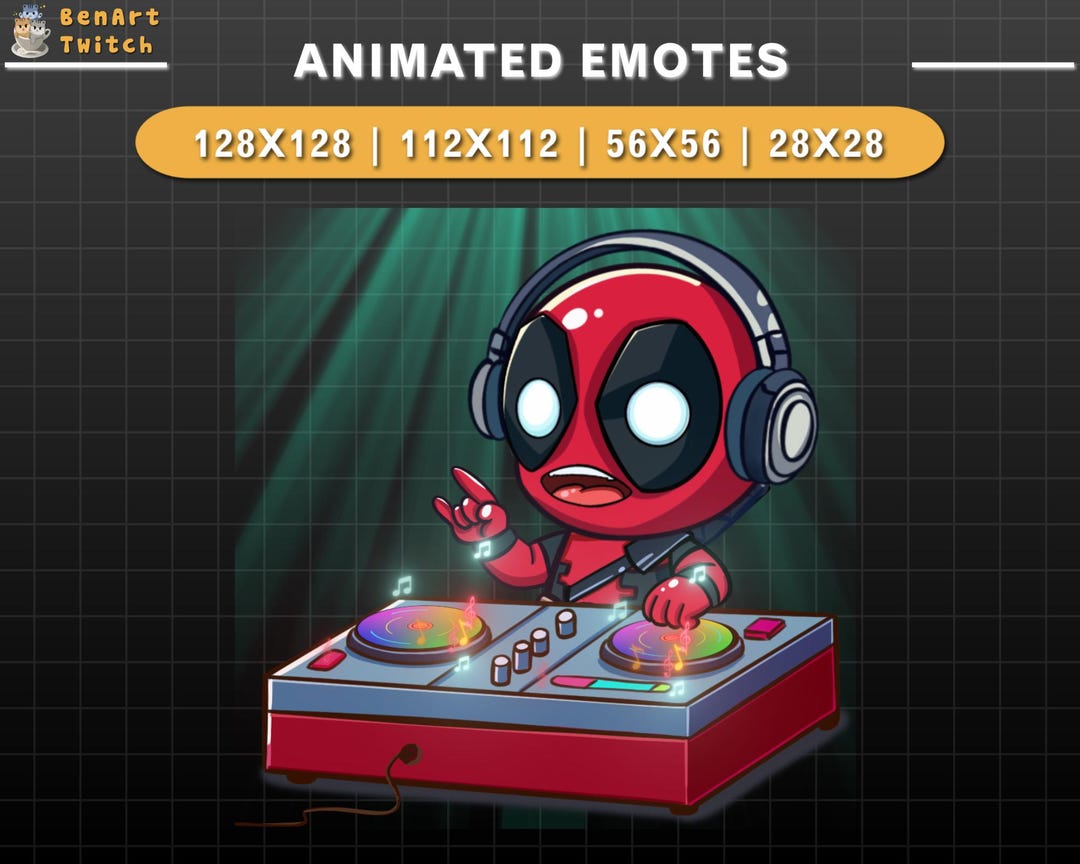 Animated Twitch Emote Deadpool DJ, Marvel Twitch Emotes, Cute Emotes ...