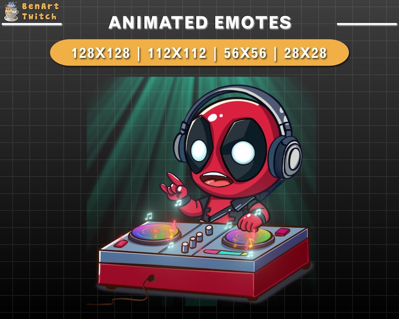 Animated Twitch Emote Deadpool DJ, Marvel Twitch Emotes, Cute Emotes ...
