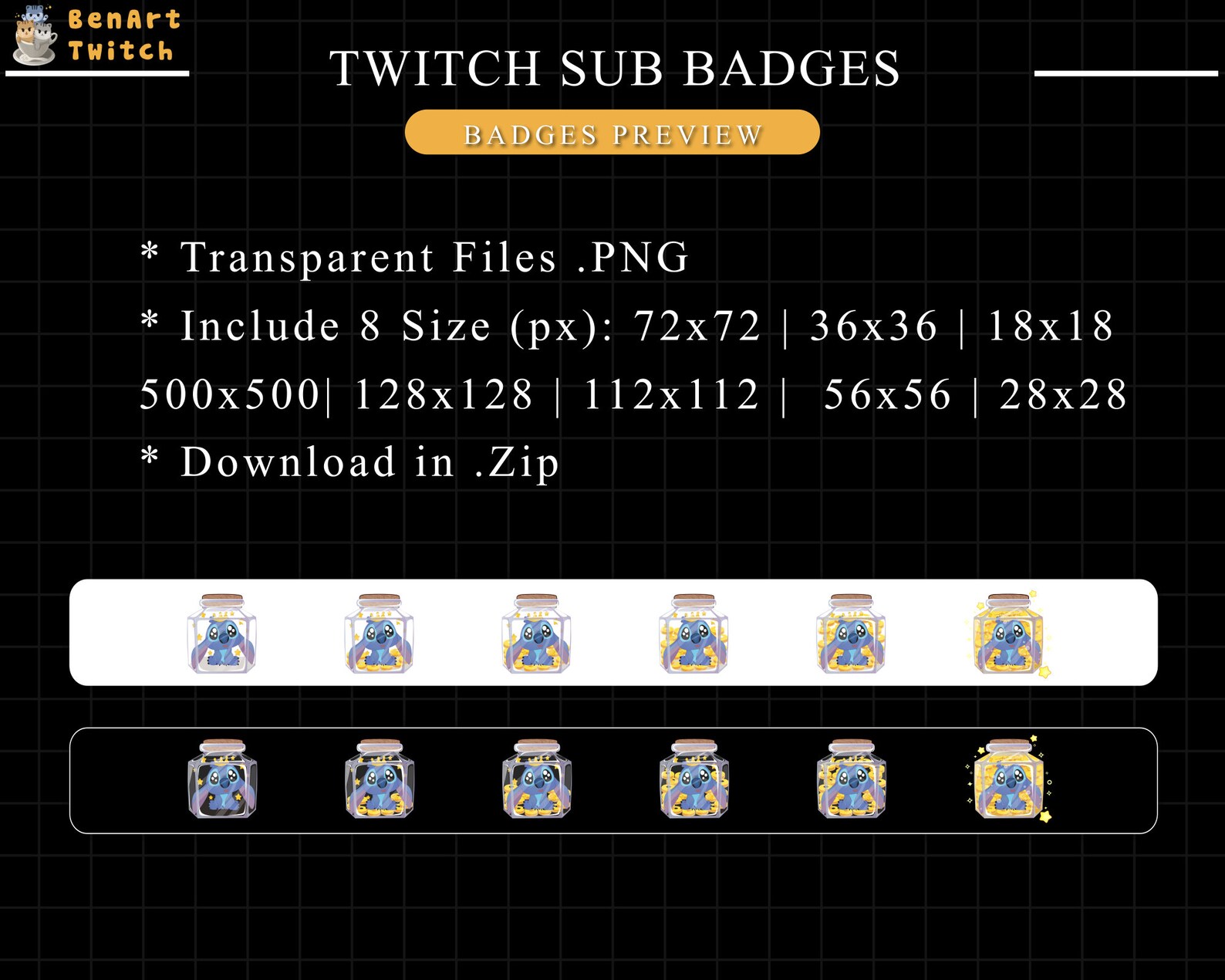 Stitch in Jam Twitch Sub Badges, Cute Stitch Badges, Ready to Use for ...