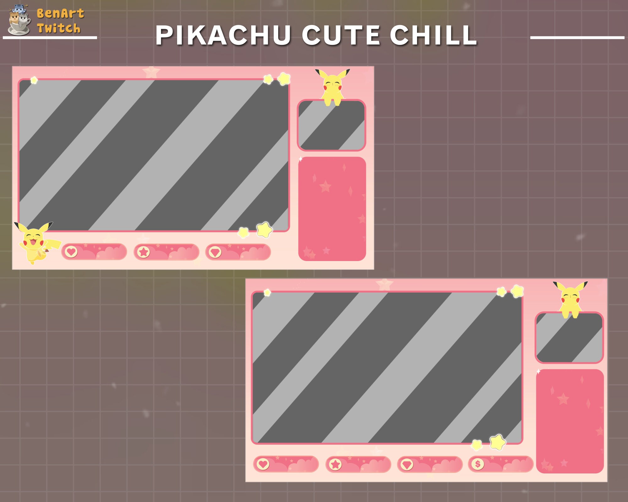 Animated Pikachu Twitch Overlay, Cute Pokemon Stream Overlay, Kawaii ...