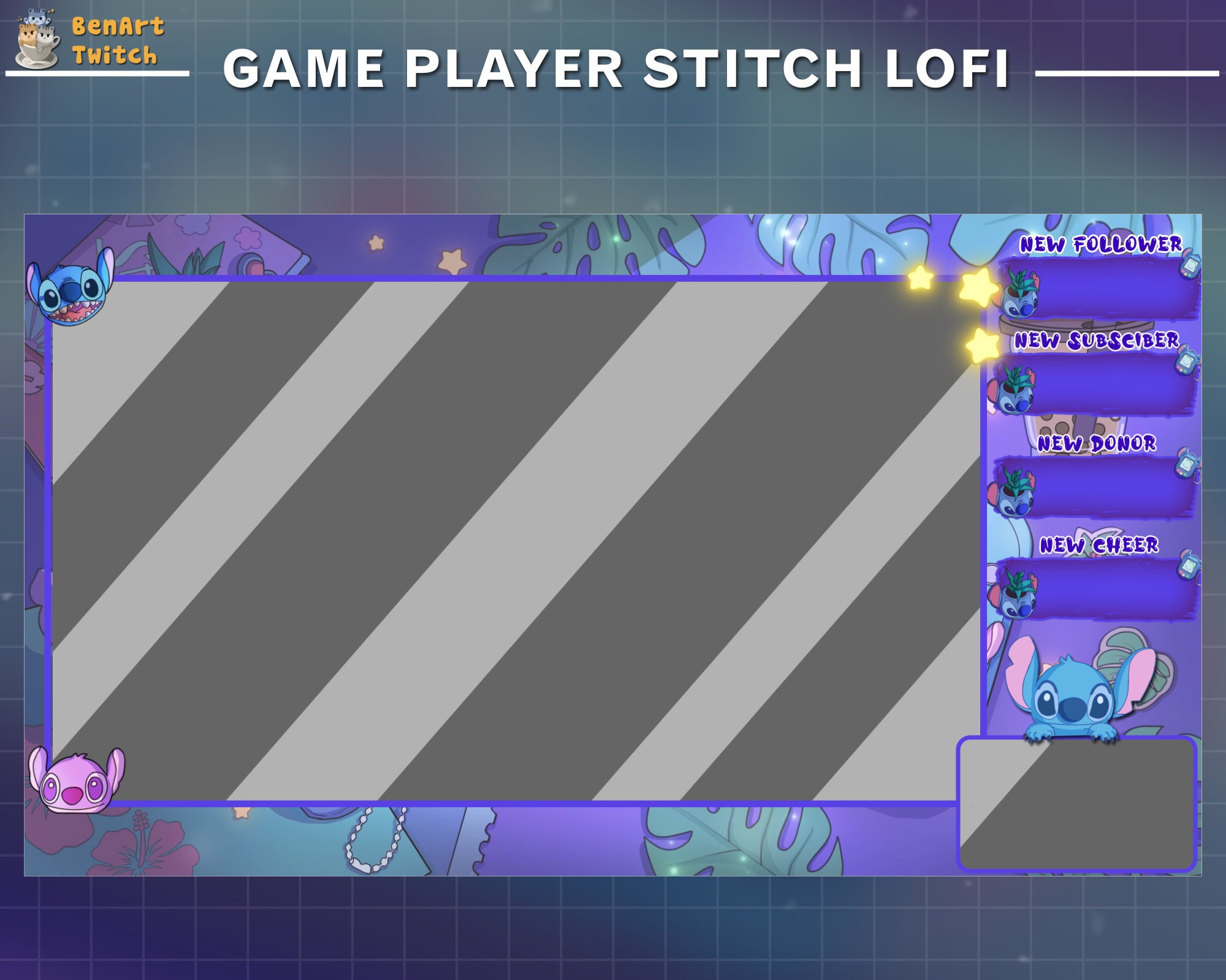 Animiertes Twitch Overlay Paket Lo-fi Desk Stitch, Niedliches Stitch ...