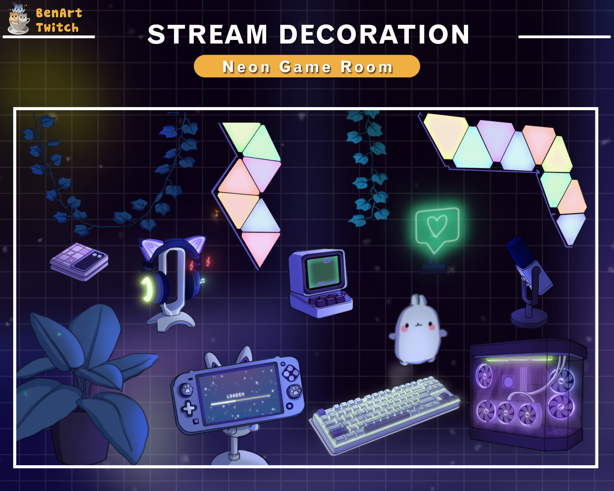 Animated Game Room Collections Twitch Stream Decoration, CPU, Keyboard ...