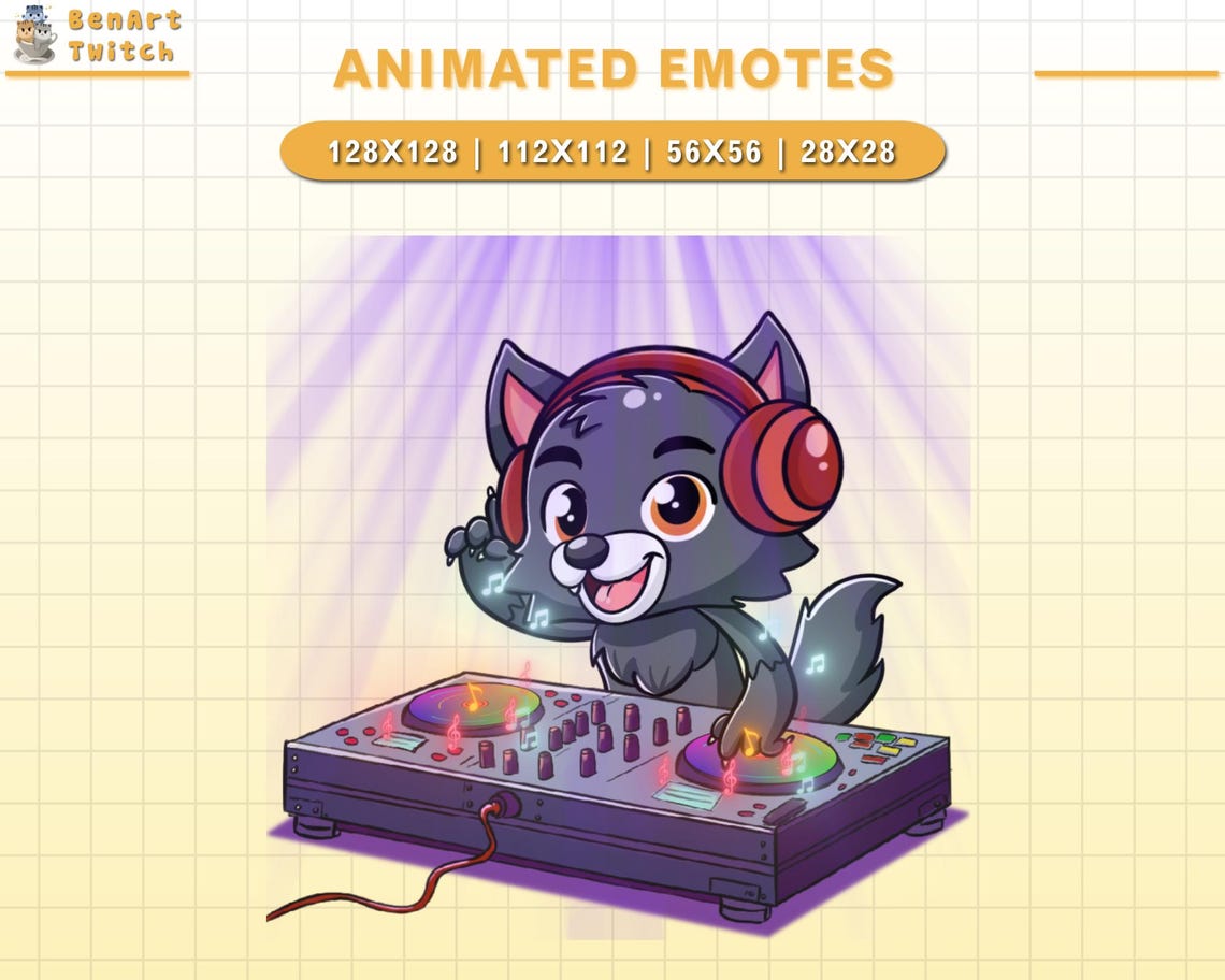 Animated Twitch Emote Wolf DJ, Wolf Twitch Emotes, Cute Emotes for ...
