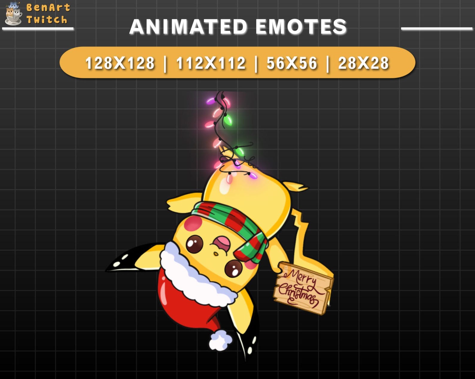 Animated Christmas Twitch Emote Hanging Pikachu Lights, Pikachu Twitch ...