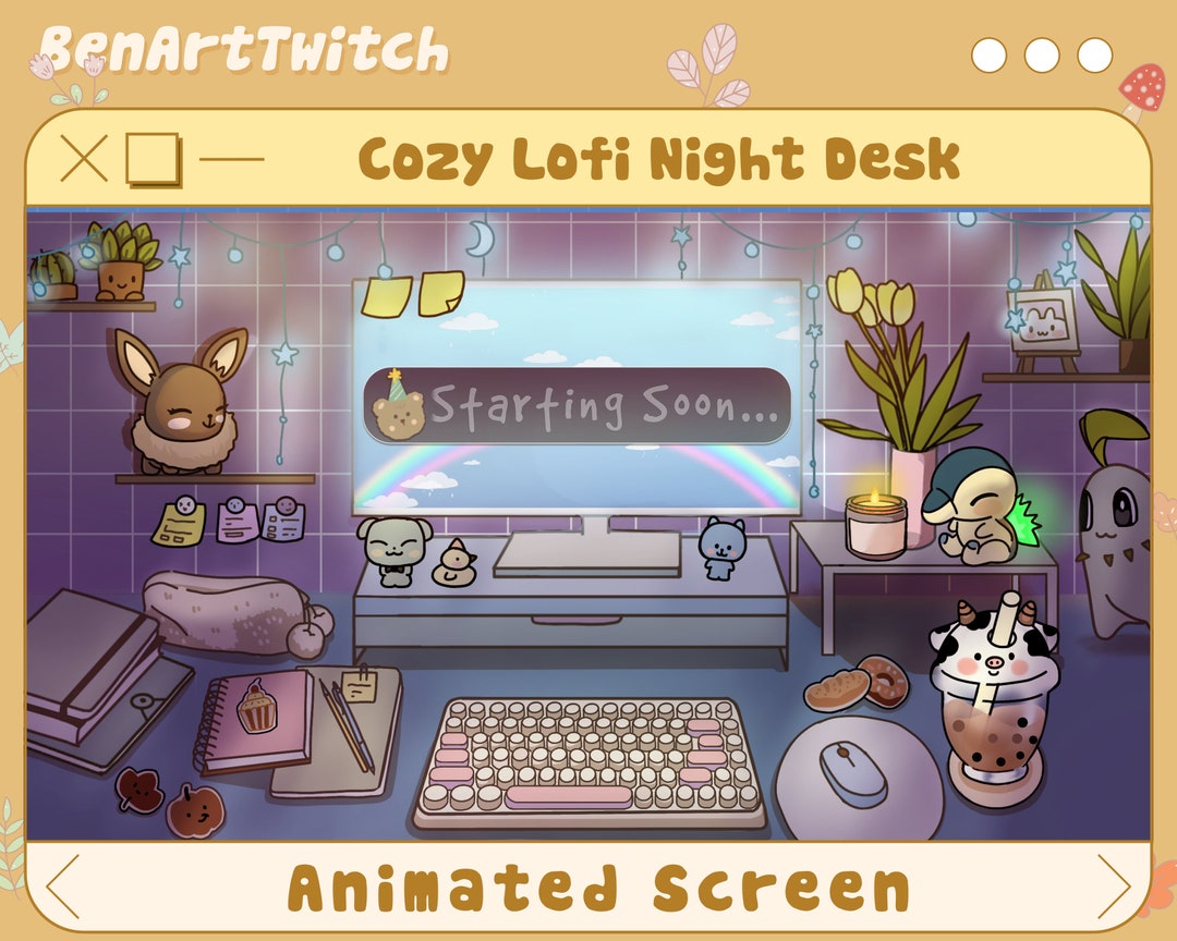 Animated Twitch Screens Cozy Lo-fi Desk, Animated Stream Screens ...