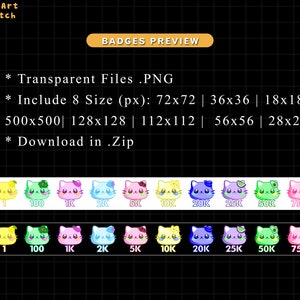 20x Cat Face Twitch Bit Badges, Cute Cat Twitch Sub Badges for ...