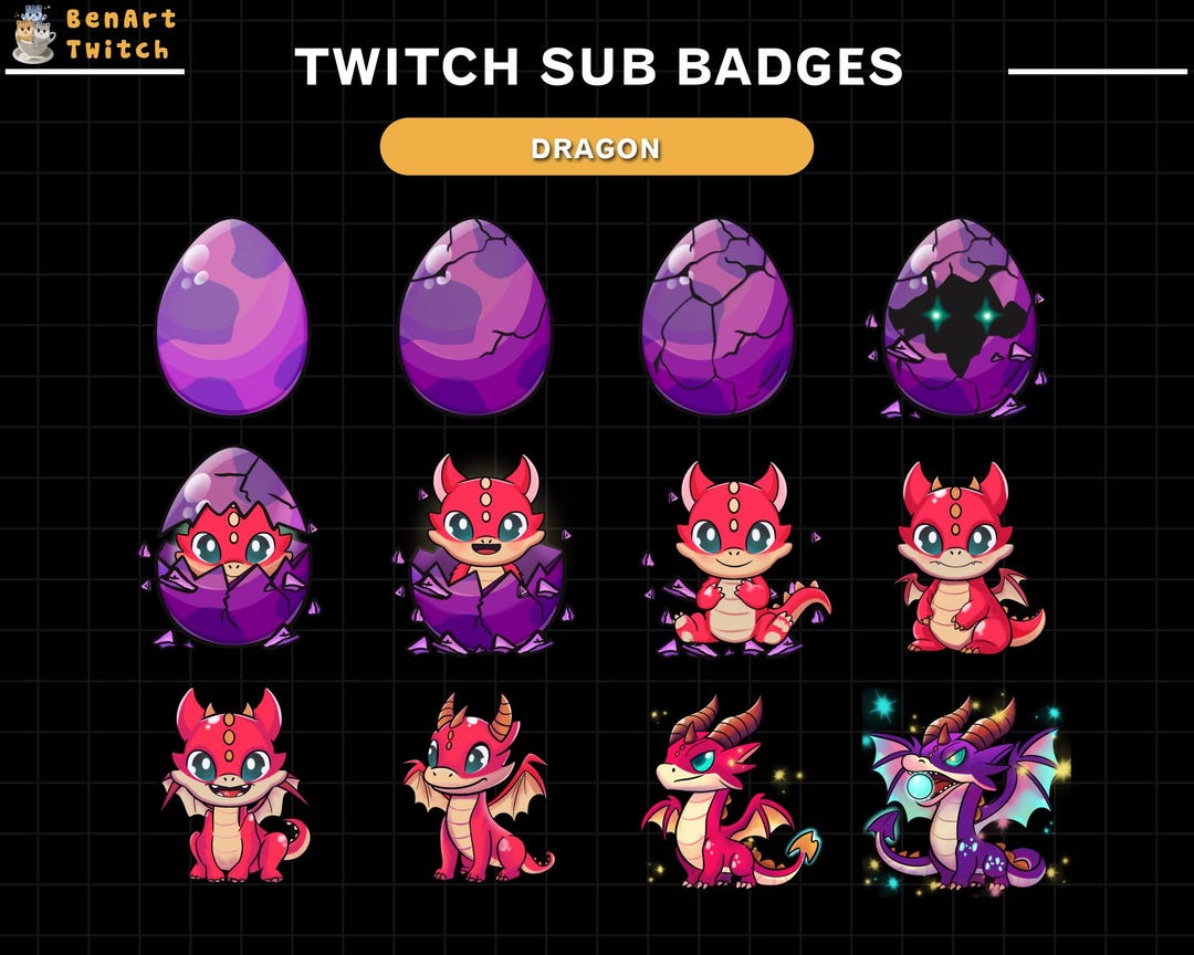 Dragon Evolution Twitch Sub Badges, Dragon Twitch Badge for Streamer ...
