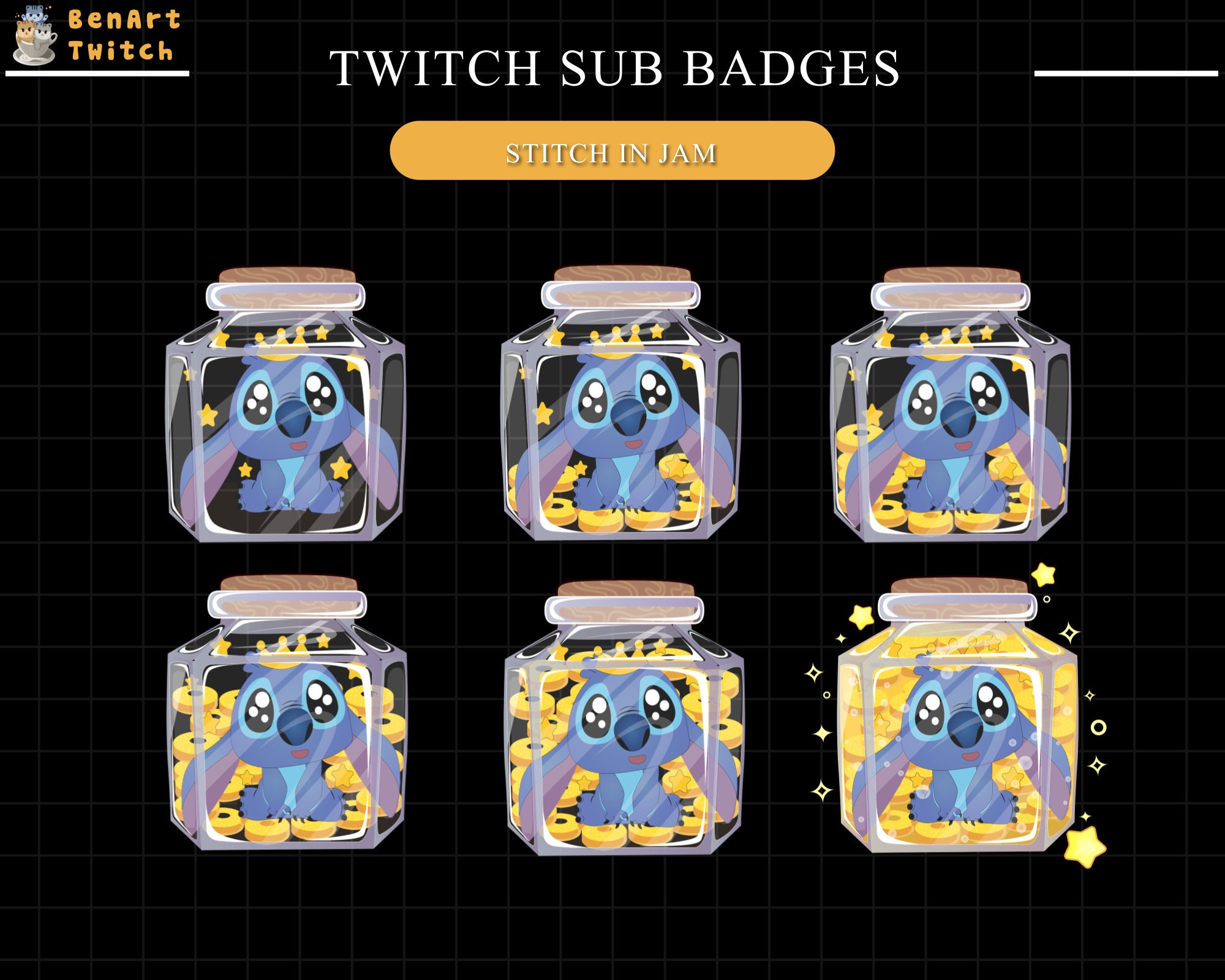 Stitch in Jam Twitch Sub Badges, Cute Stitch Badges, Ready to Use for ...