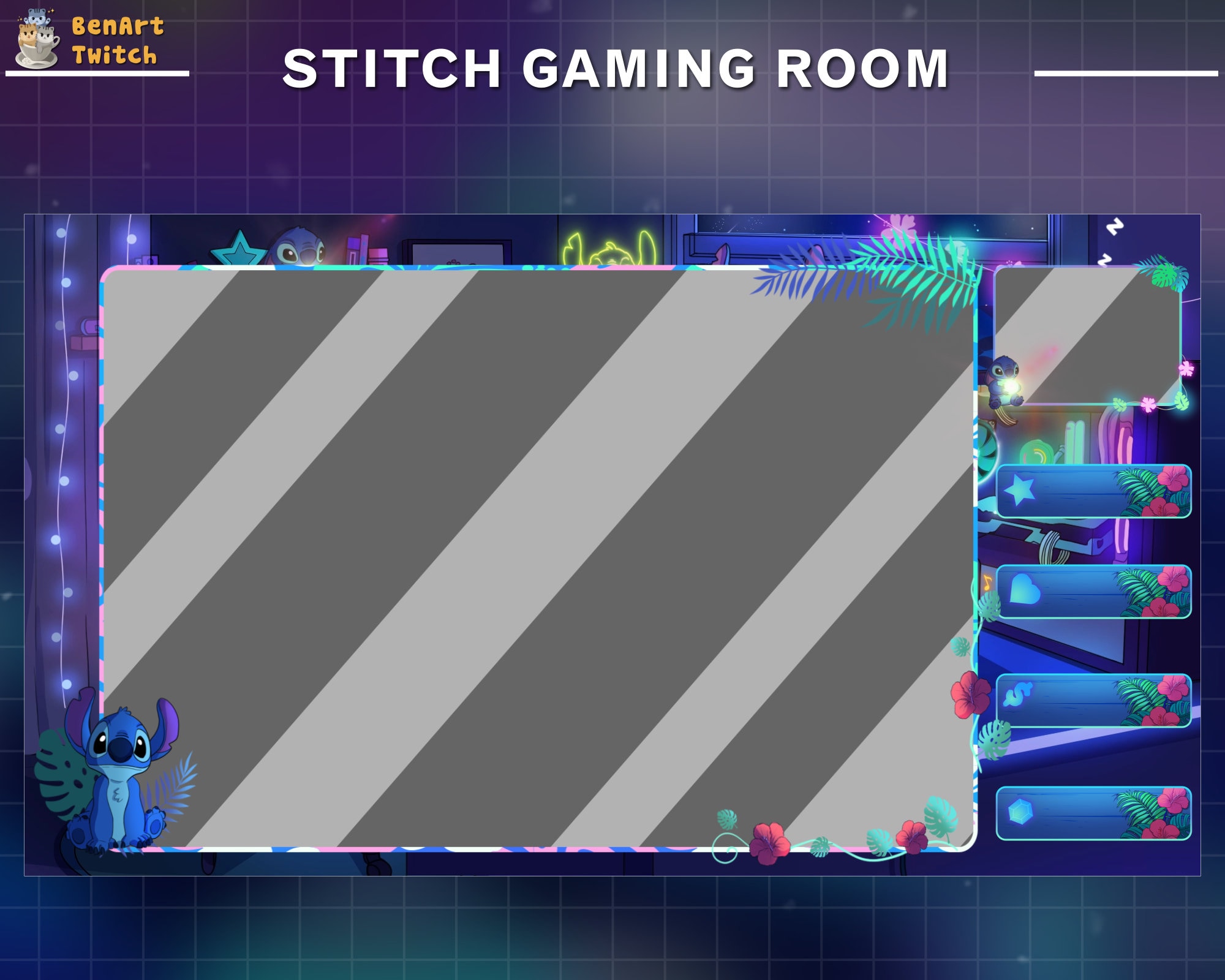 Animated Full Stream Package Game Room Stitch Night Summer, Cute Stitch ...