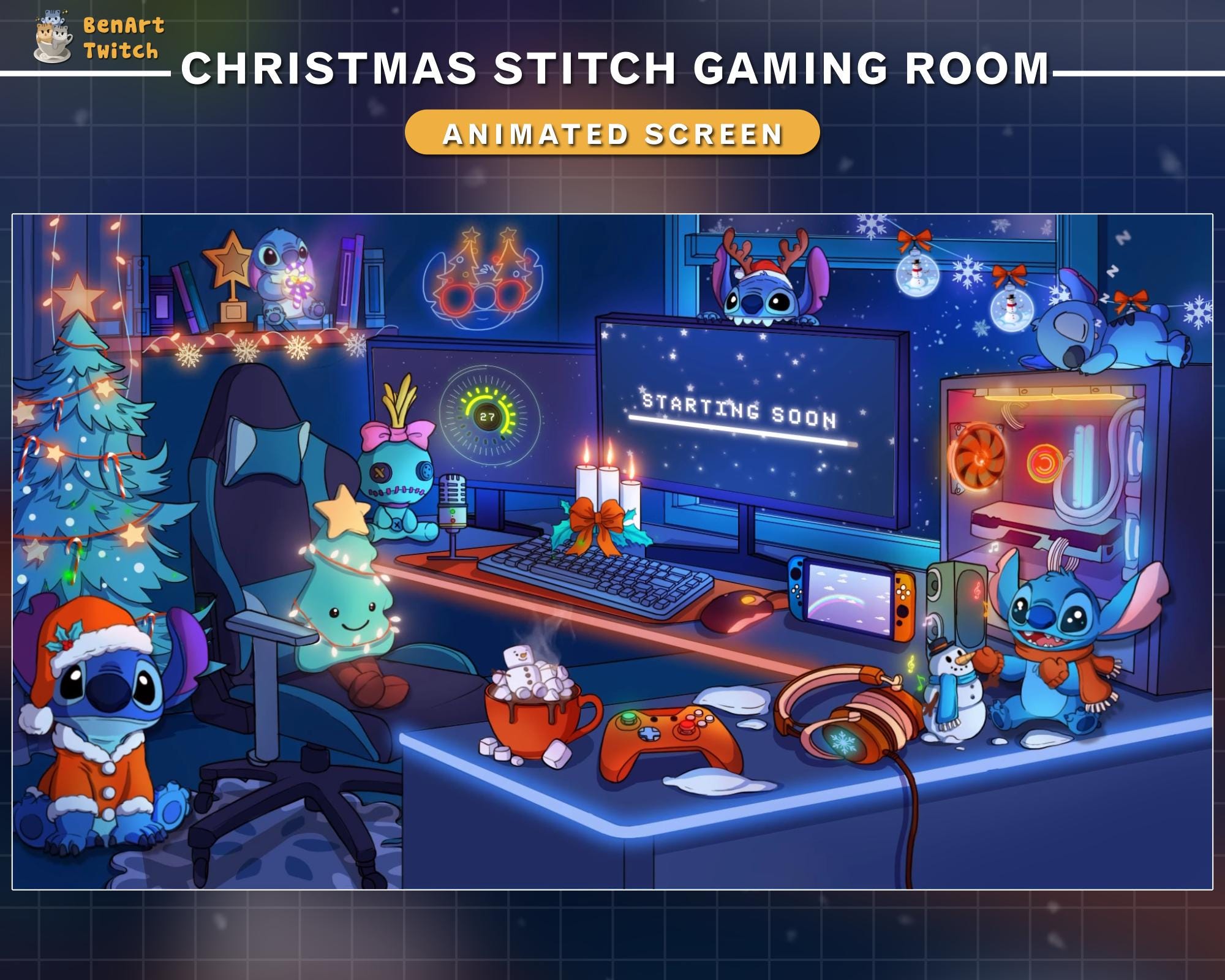 Animated Christmas Twitch Screens Game Room Stitch, Christmas Stitch ...