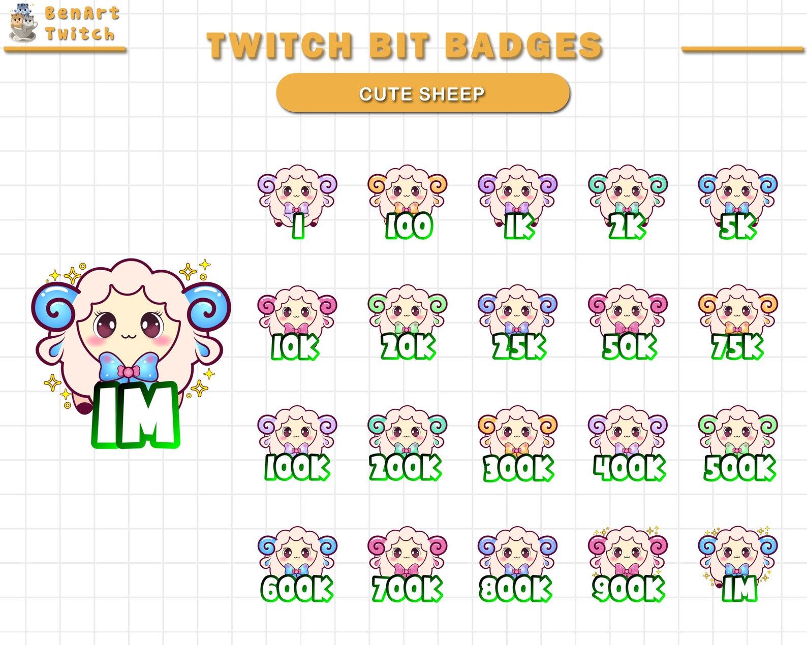 20x Cute Sheep Twitch Bit Badges Cute Sheep Twitch Sub - Etsy