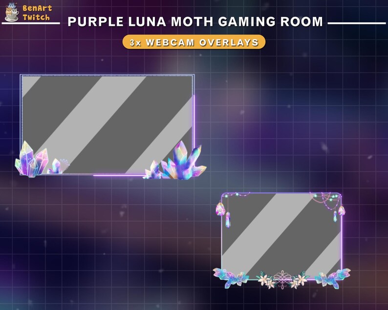 3x Animated Crystal Webcam Overlay, Celestial Twitch Webcam Borders - Etsy
