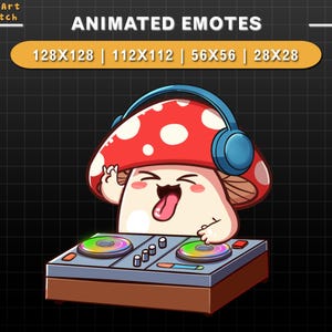 Animated Twitch Emote Mushroom DJ, Cute Twitch Emotes, Autumn Emotes ...