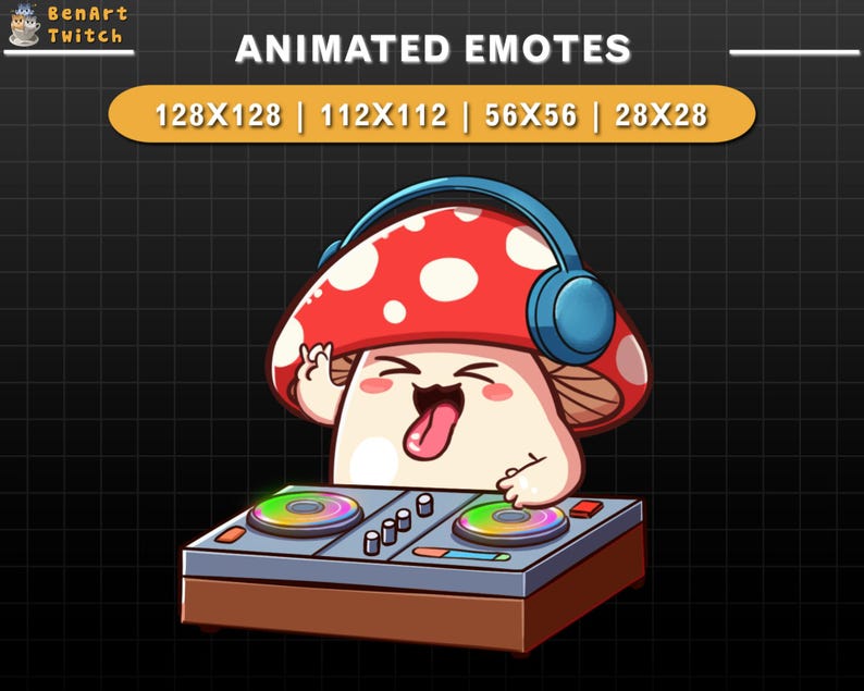 Animated Twitch Emote Mushroom DJ, Cute Twitch Emotes, Autumn Emotes ...