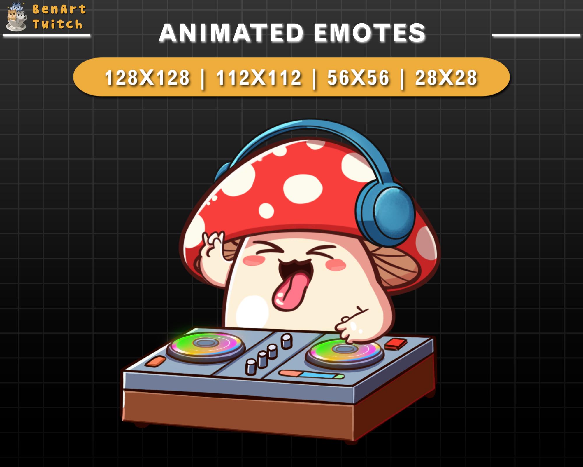 Animated Twitch Emote Mushroom DJ, Cute Twitch Emotes, Autumn Emotes ...