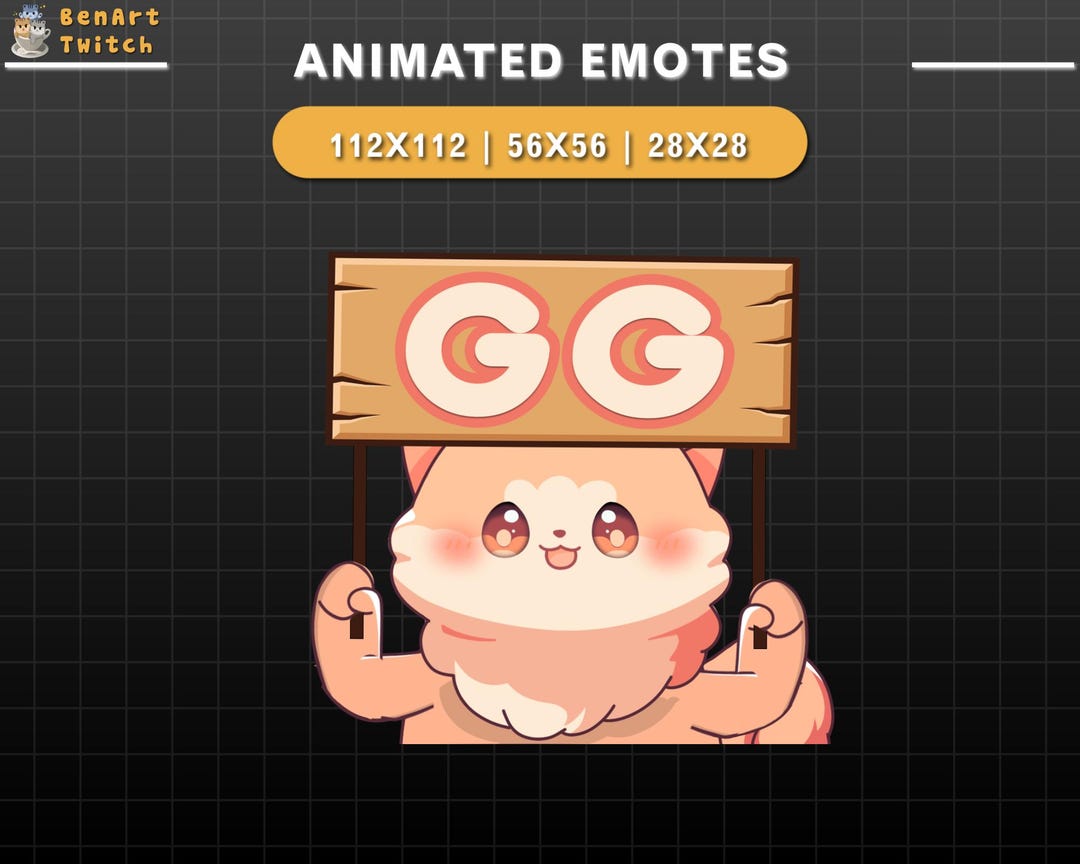Animated Twitch Emote Cute Cat GG, Cat Twitch Emotes, Cute Emotes for ...
