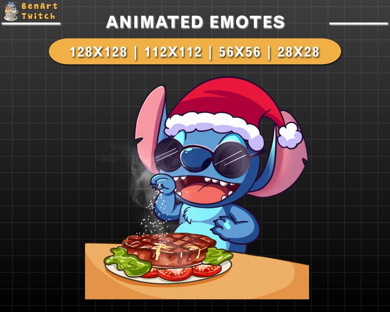 Animated Twitch Emote Christmas Salt Stitch, Funny Stitch Twitch Emotes ...
