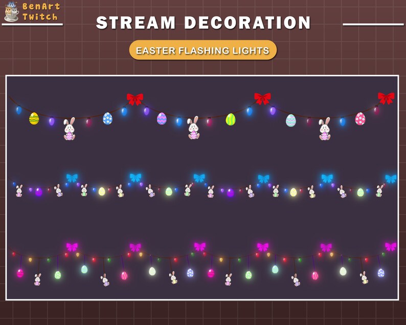 3x Animated Easter Flashing Lights, Rabbit String Twitch Stream ...