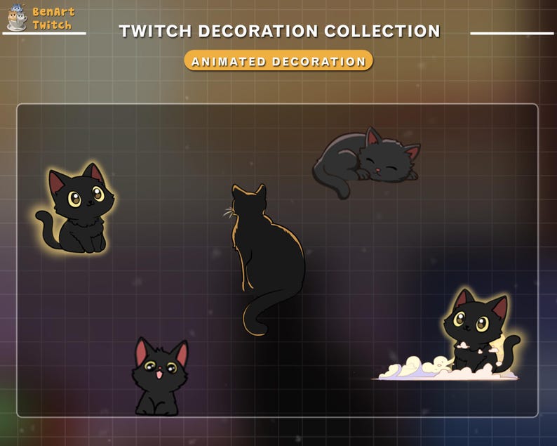 5x Animated Cute Cat Twitch Stream Decoration, Hanging Plants, Cute Cat ...
