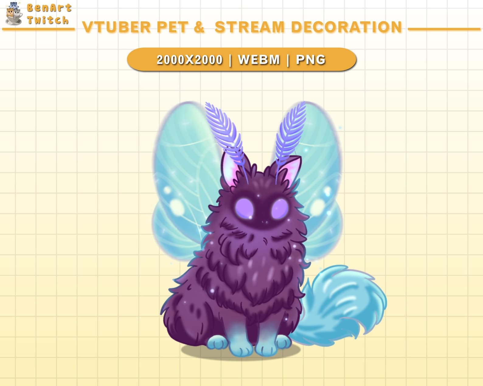 Animated Mothman Vtuber Pet, Cute Fantasy Stream Decoration With ...