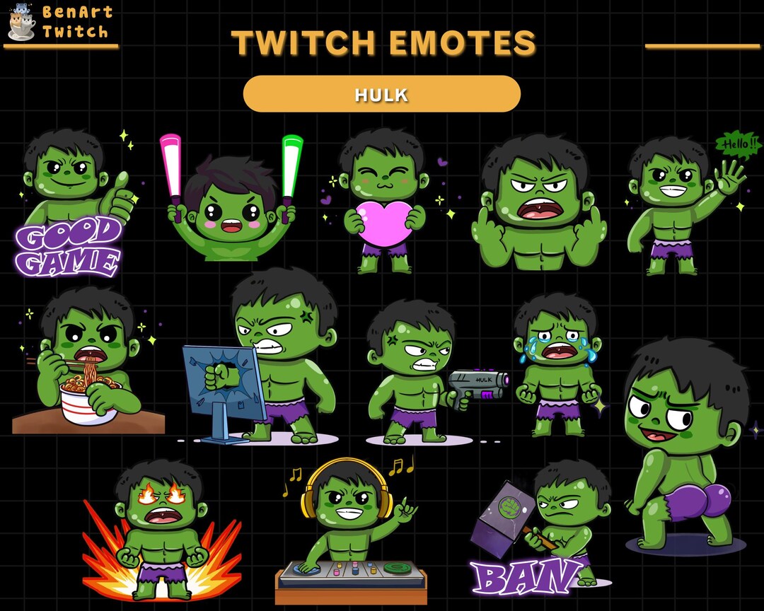 13x Hulk Twitch Emotes, Funny Static Emotes for Twitch, Youtube ...