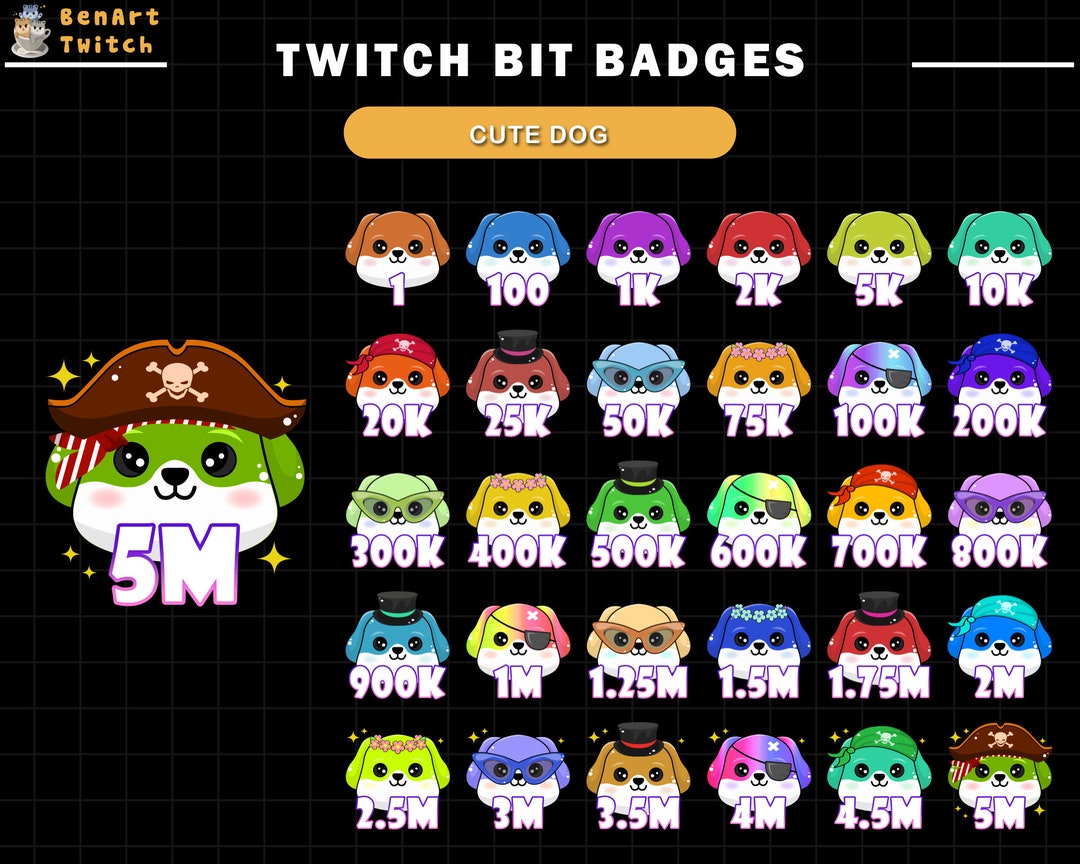 30x Face Dogs Twitch Bit Badges, Cute Dogs Twitch Badges, Complete ...