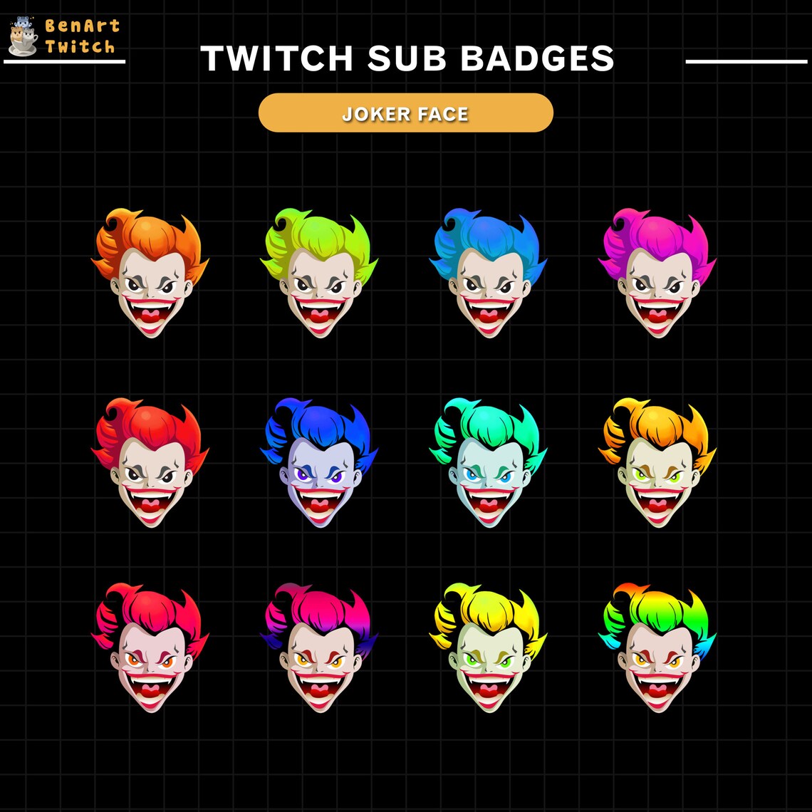 Joker Twitch Sub Badges, Joker Twitch Sub Badges for Streamers ...
