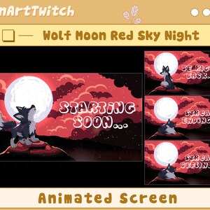 Animated Red Wolf Moon Twitch Screens, Moon Sky Night Stream Screens ...