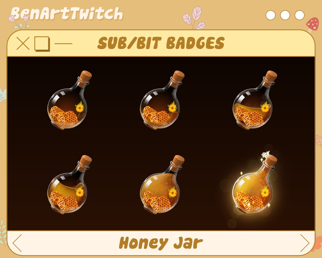 Honey Jar Twitch Sub Badges, Honey Bee Cute Sub Badges, Ready to Use ...