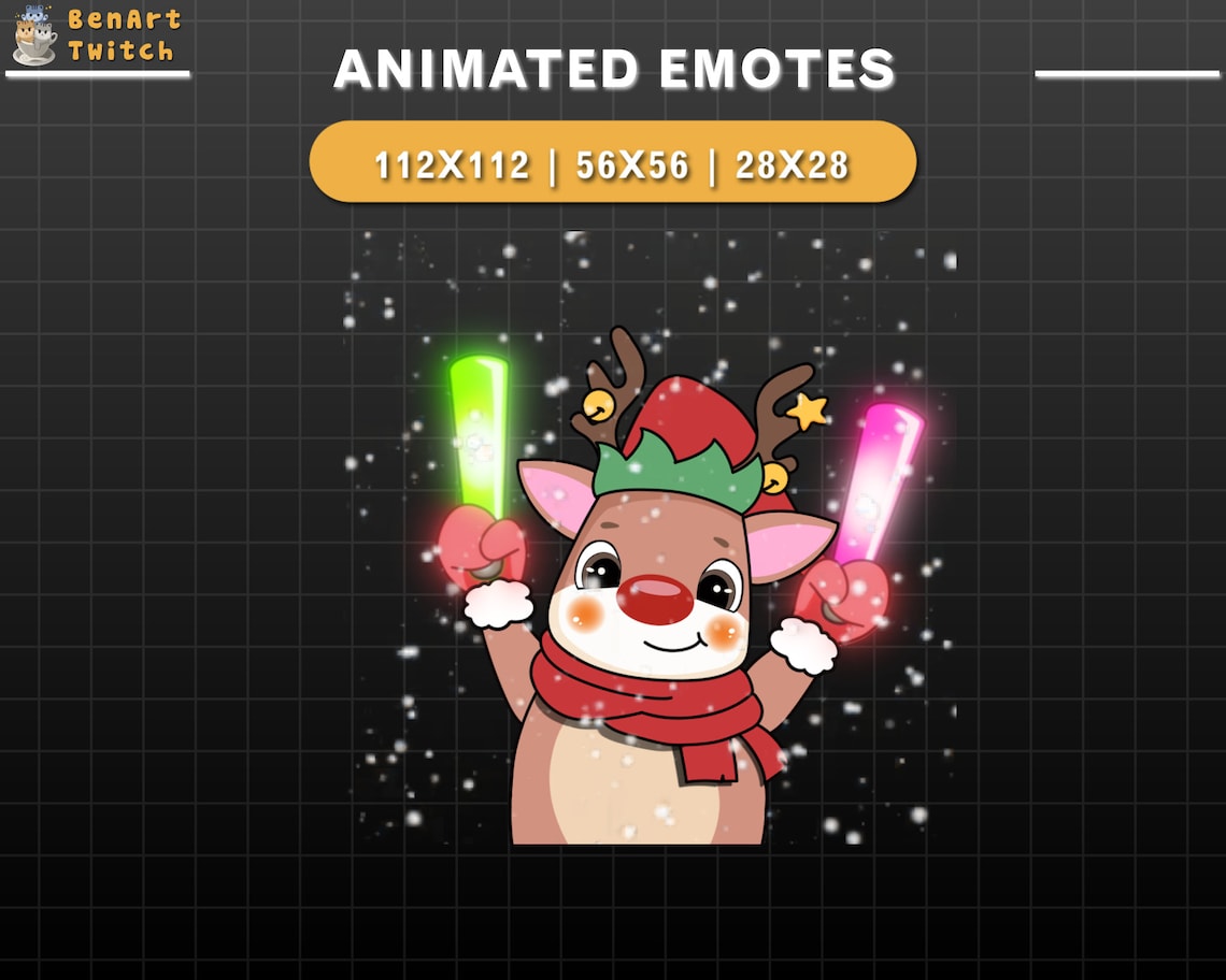 Animated Twitch Emote Reindeer Cheering, Cute Christmas Twitch Emotes ...