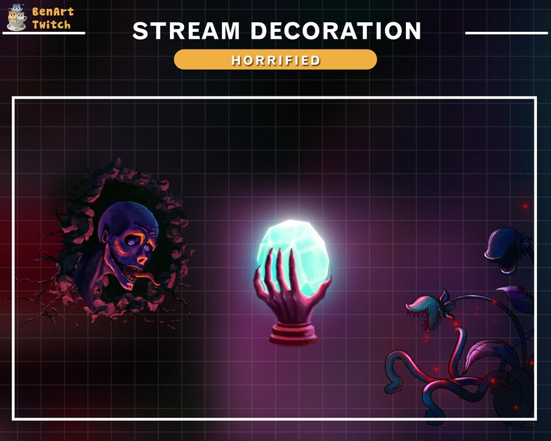 3x Animated Horror Stream Decoration, Halloween Twitch Decoration With ...