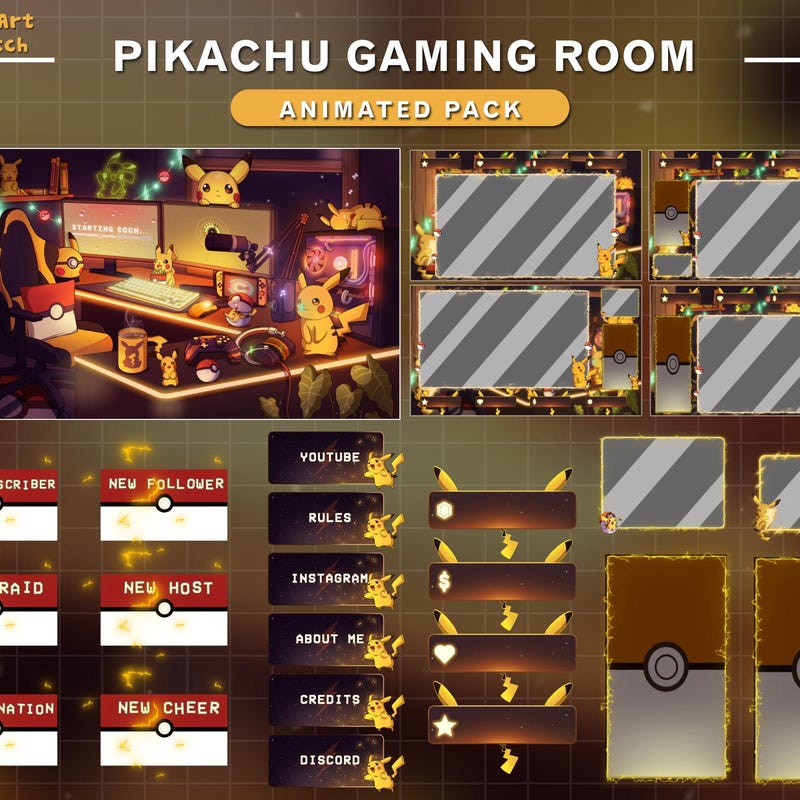 Twitch Overlays Pikachu - Etsy