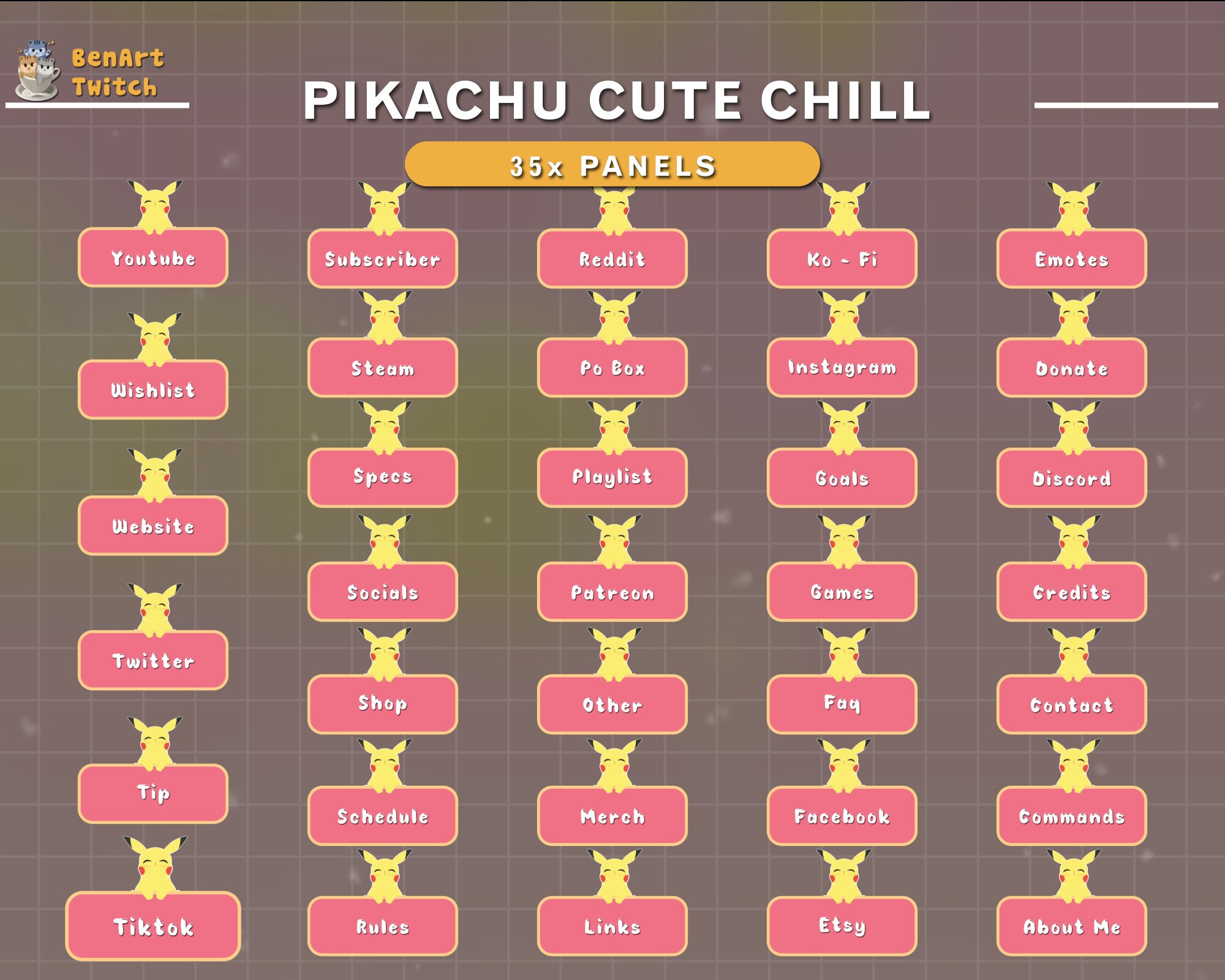 Animated Pikachu Twitch Overlay, Cute Pokemon Stream Overlay, Kawaii ...