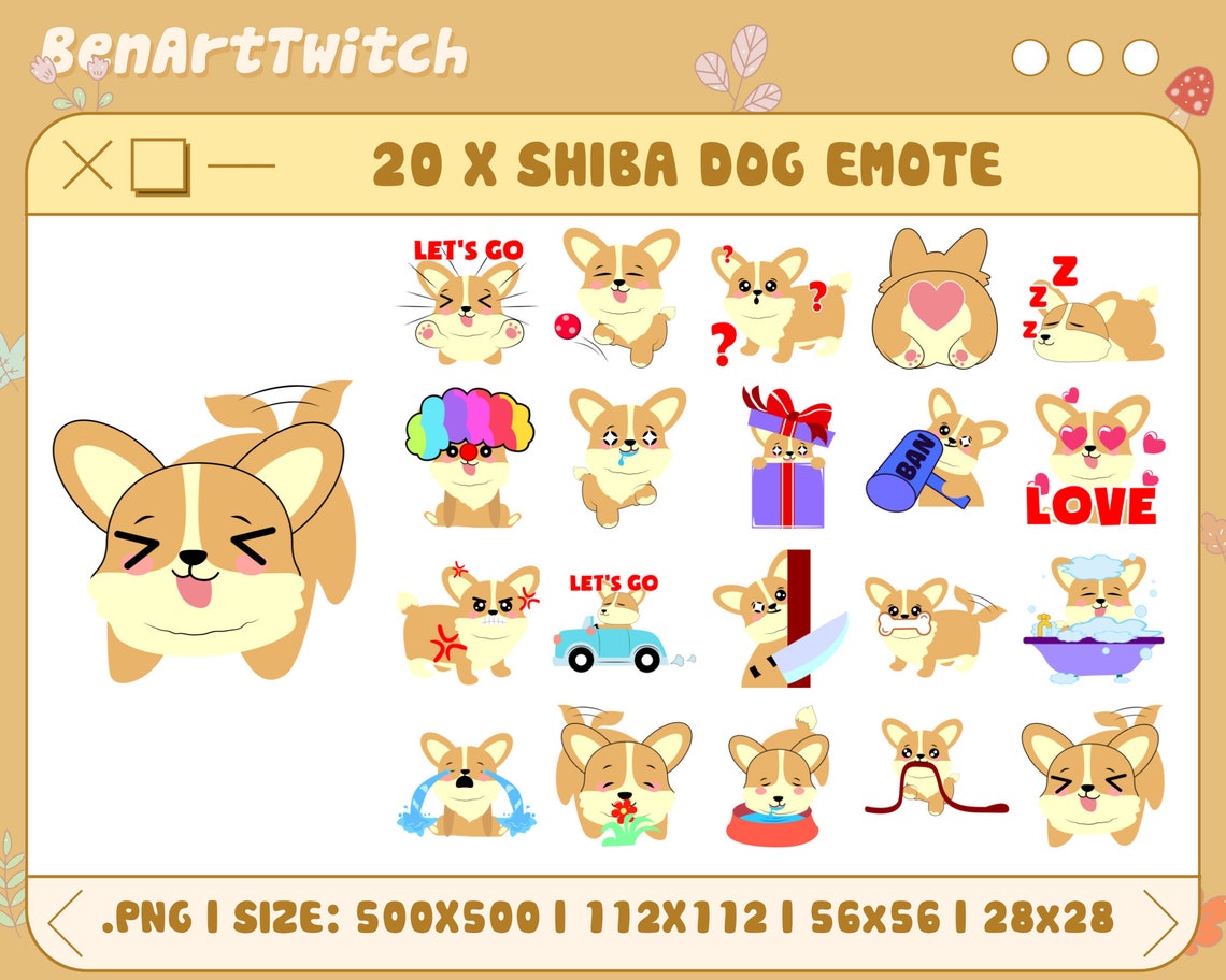 20x Shiba Dogs Twitch Emotes Pack Cute Corgi Stream Emotes - Etsy