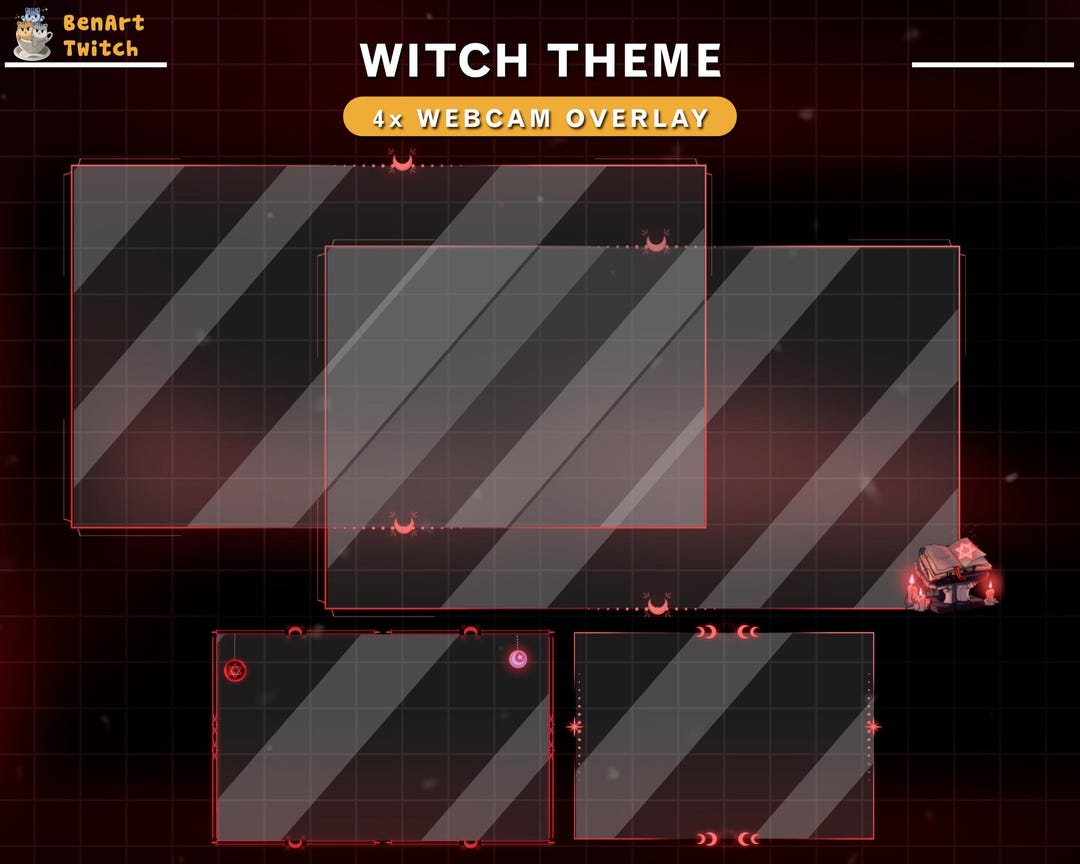 Witchy Twitch Webcam Overlay Blood Theme, Mystic Cam Frames With Tarot ...
