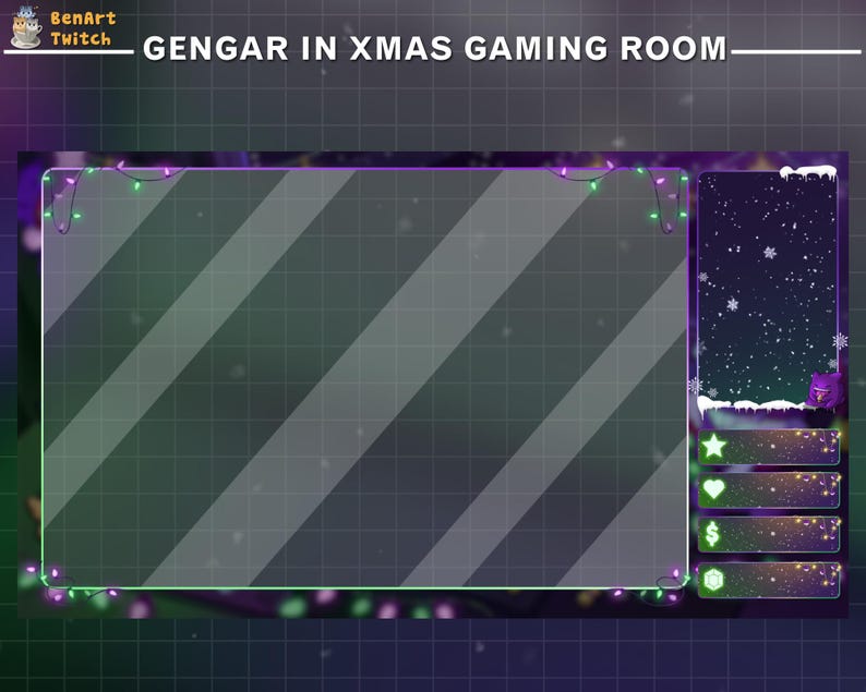 Animated Gengar Christmas Twitch Overlay Pack, Cozy Lofi Gaming Desk ...