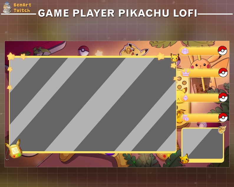 Animated Twitch Overlay Lo-fi Desk Pikachu, Cute Pikachu Stream Package ...