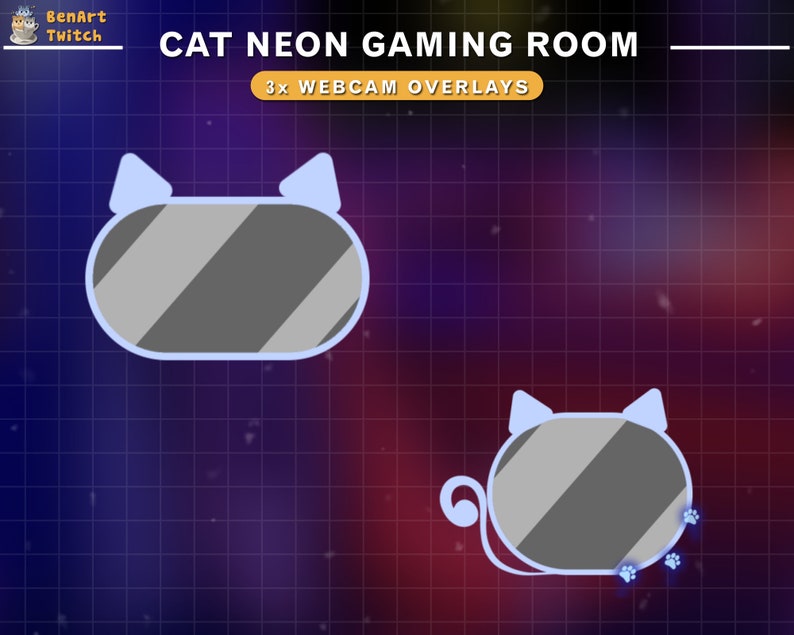 3x Animated Webcam Overlay Cute Cat, Cat Twitch Webcam Borders - Etsy
