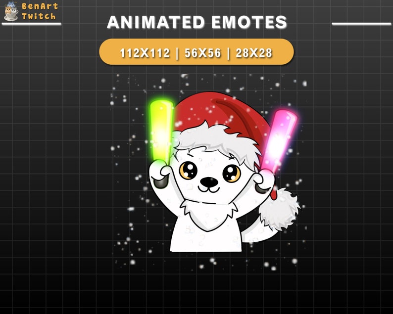 Animated Twitch Emote Winter Wolf Cheering, Cute Christmas Twitch ...