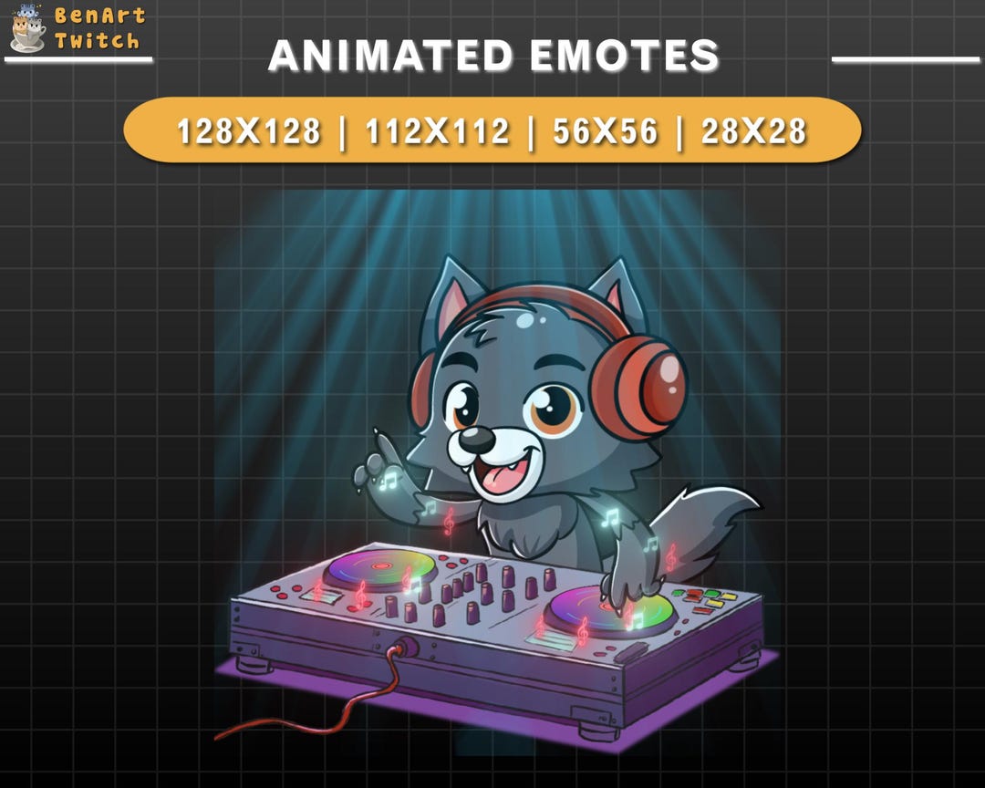 Animated Twitch Emote Wolf DJ, Wolf Twitch Emotes, Cute Emotes for ...