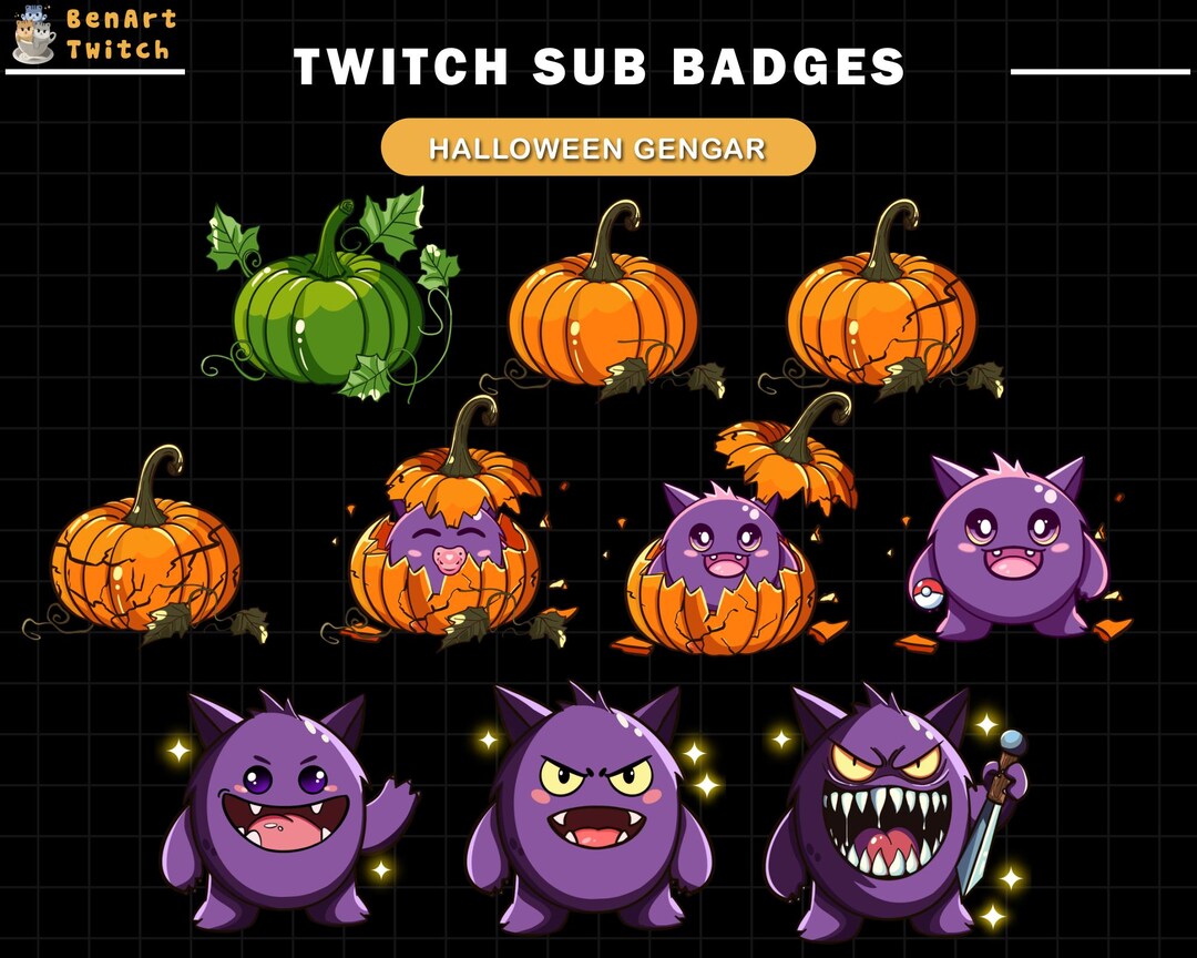 Pumpkin Gengar Twitch Bit Badges, Gengar Twitch Badges, Twitch ...