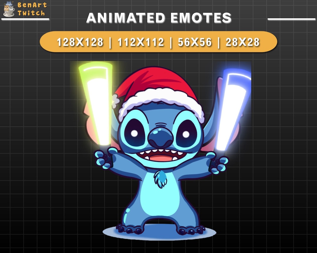 Animated Twitch Emote Christmas Stitch Cheering, Xmas Stitch Twitch ...