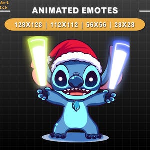 Animated Twitch Emote Christmas Stitch Cheering, Xmas Stitch Twitch ...