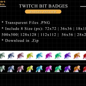 30x Colorful Turtles Twitch Sub Bit Badges, Turtles Sub Badges ...
