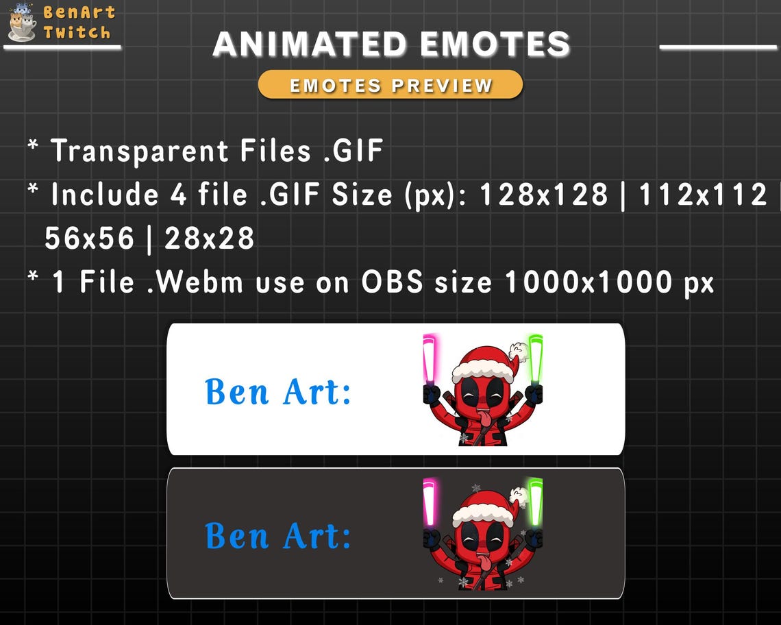 Animated Deadpool Emotes Pack, Chibi Superhero Twitch & Discord Emotes ...