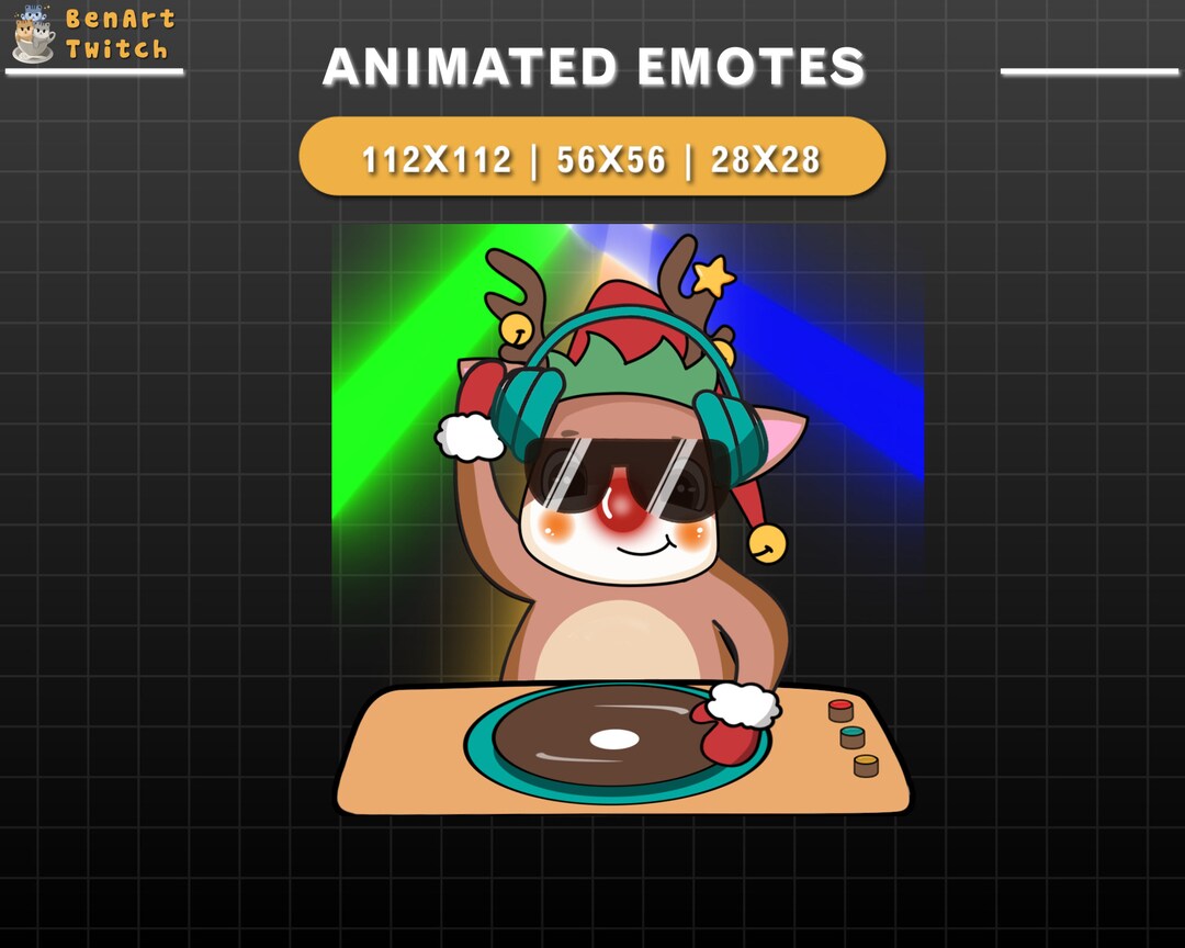Animated Twitch Emote Reindeer DJ Cute Christmas Twitch - Etsy