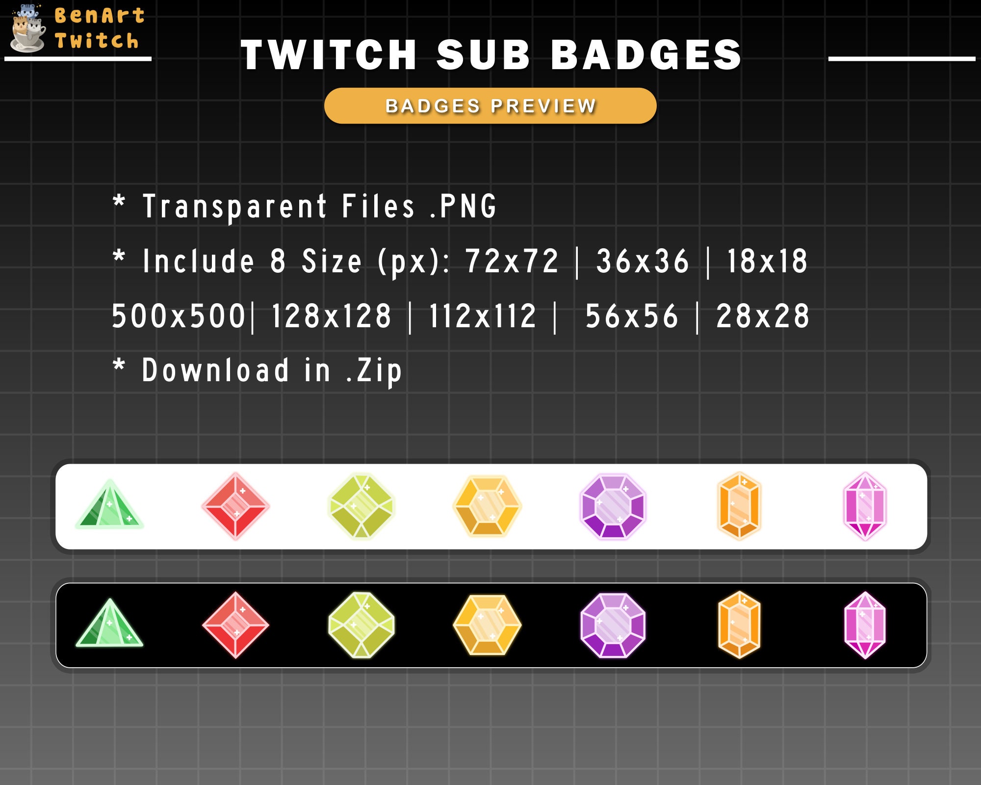 Gem Stone Twitch Sub Badges, Diamond Bit Badges, Ready to Use for ...
