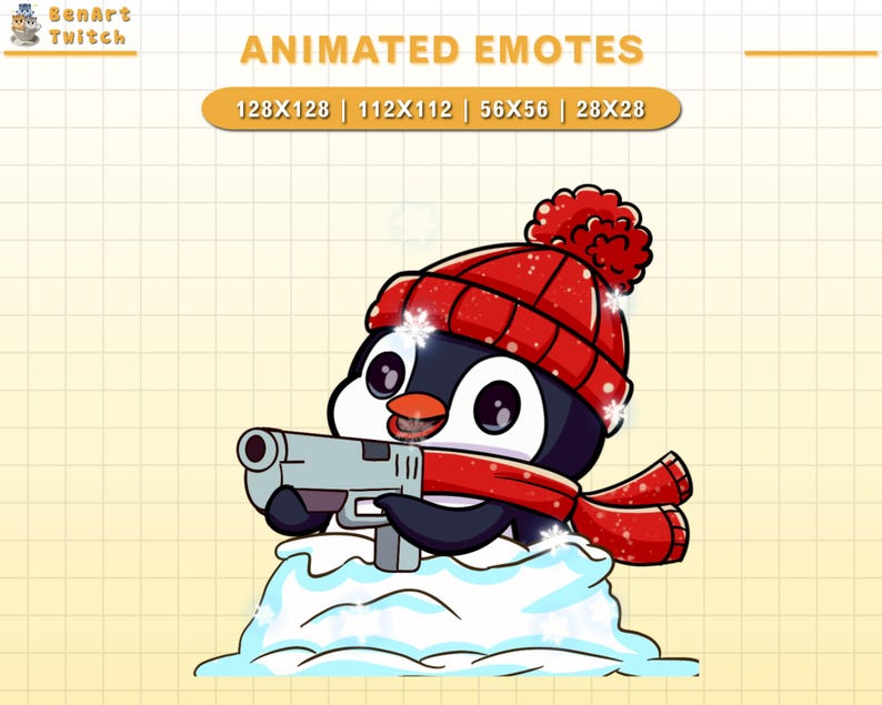Animated Twitch Emote Penguin Gun, Christmas Cute Emotes for Twitch ...